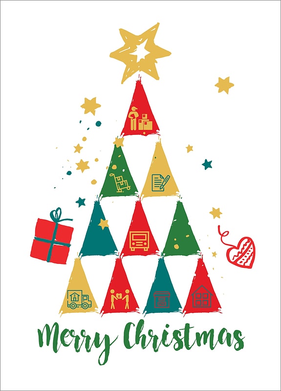 Moving Tree Christmas Card (Glossy White) | Trucking Christmas Cards