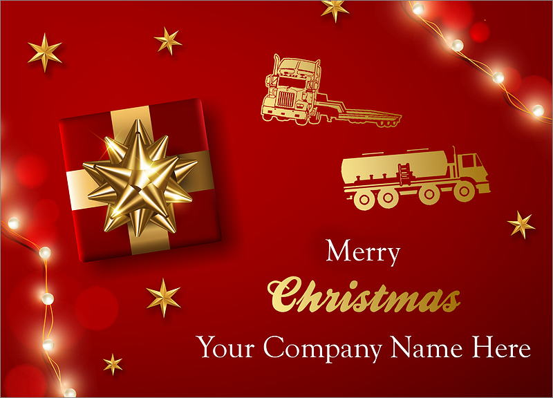 Festive Red Trucking Christmas Card for Your Business