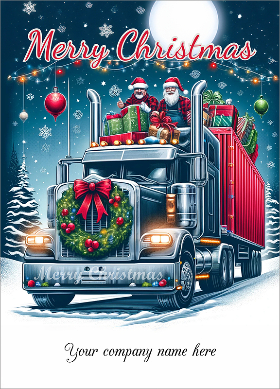 Trucking Tree Holiday Card (Glossy White) | Trucking Christmas Cards